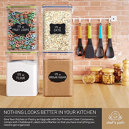 Chef's Path Bundle of Extra Large and Variety Airtight Food Storage Containers - Pack of 28 BPA Free Kitchen Canisters for Cereal, Rice, Flour, Bulk Food Storage - Free Labels, Marker and Spoons