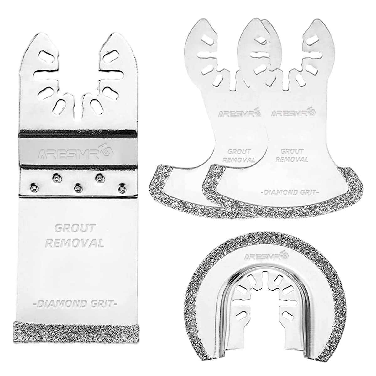 ARESMRO Diamond Oscillating Tool Blade Set, Multi Tool Mortar Cutting Saw Blades Precise for Grout Removal and Soft Tile Cut, 4-Pack