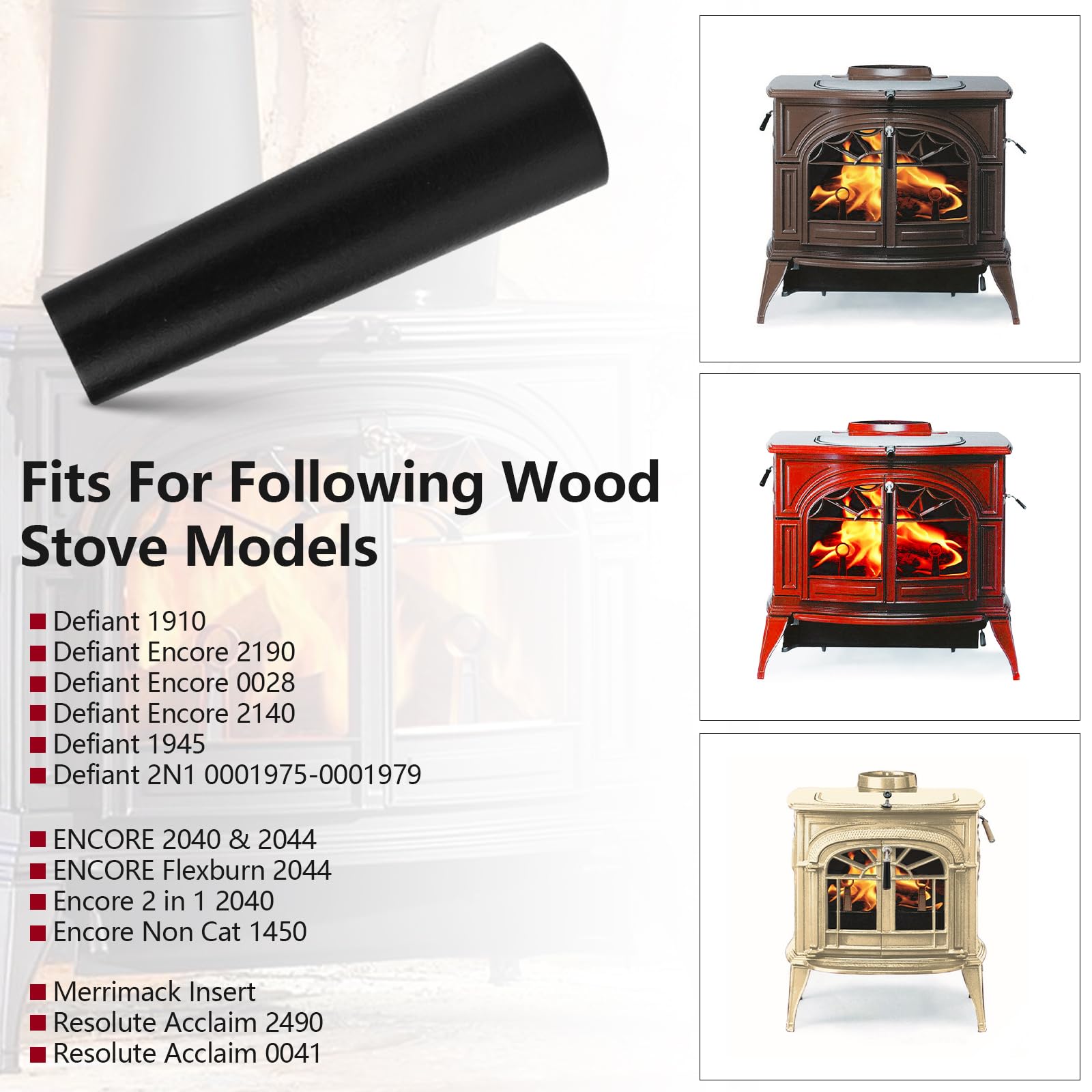 Black Wooden Handle Assembly 1600664 for Vermont Castings Stove Replacement Parts