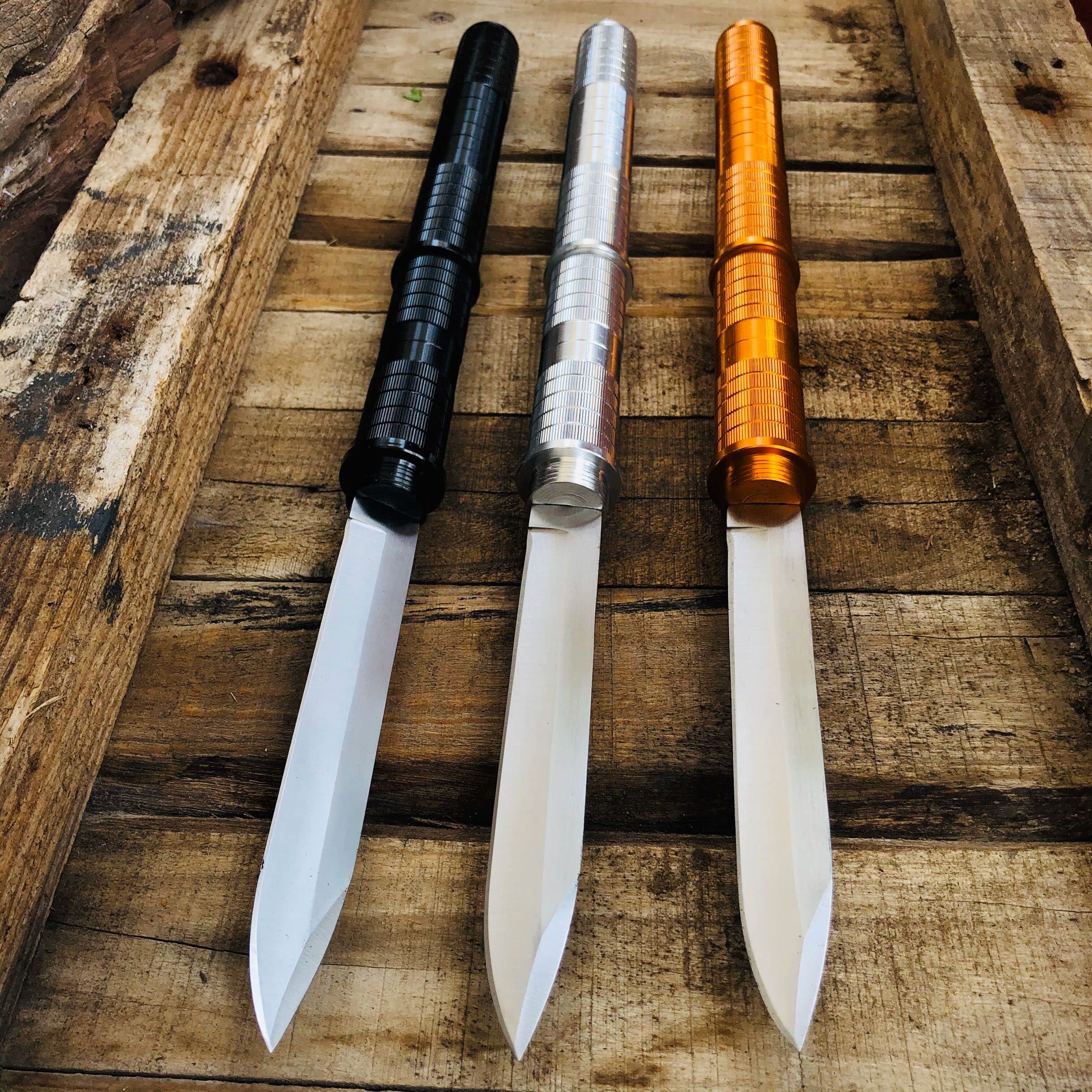 AULAKNIV 18.8 Inch Combination Knife Aviation Aluminum Handle Tactical Hunting Fixed Blade Self Defense Tools Outdoor Camping Survival Knives (Black)