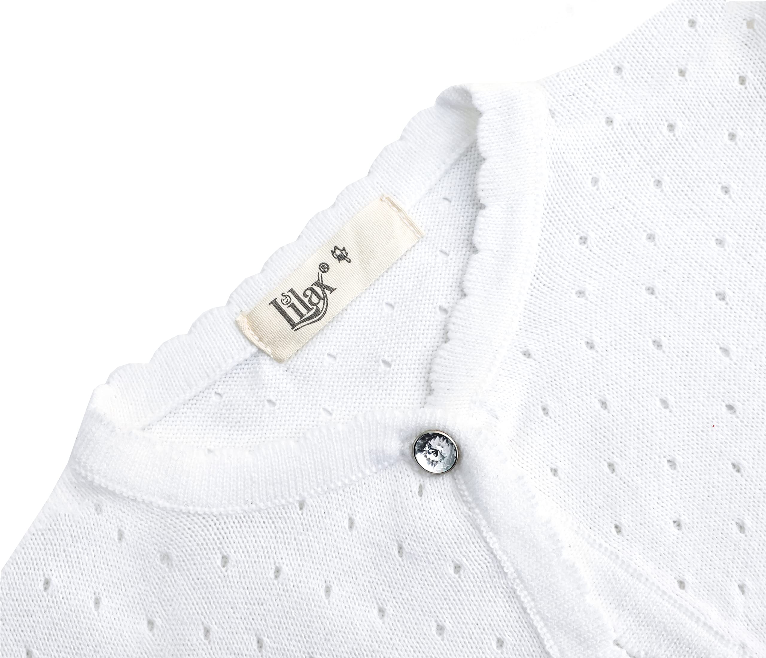 Lilax Baby Girls' Knit Long Sleeve One Button Closure Bolero Shrug 3-6 Months White