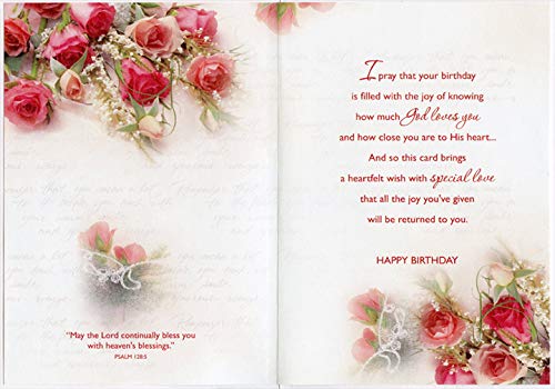 Designer Greetings Pink Roses: Special Blessings Religious/Inspirational Birthday Card for Mom