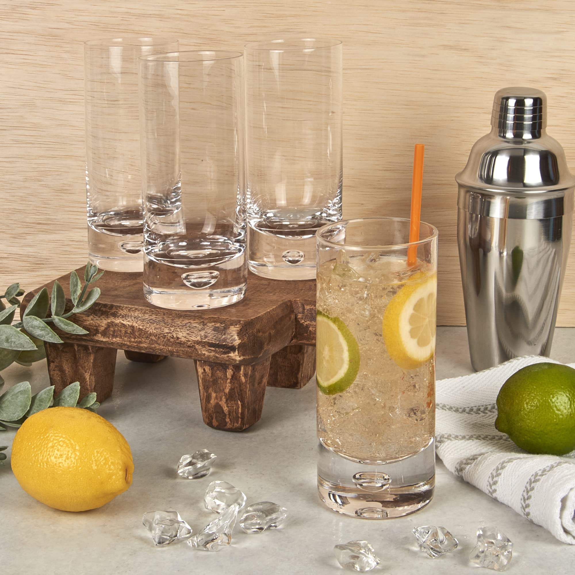 Badash Galaxy Crystal Highball Glasses - 4-Piece Set 13-Ounce Mouth-Blown Tall Cocktail Glasses & Mixed Drinks Glass Tumbler - Fine Lead-Free Crystal Glassware