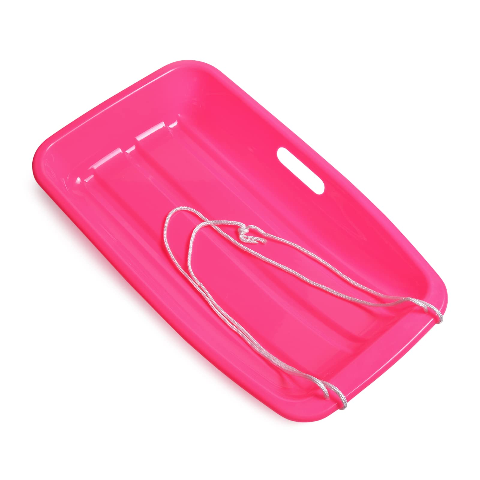 AGPTEK 25.6 Inch Durable Downhill Sprinter Toboggan Snow Sled for Boys Girls with Built-in Handles and Pulling Rope (Pink)