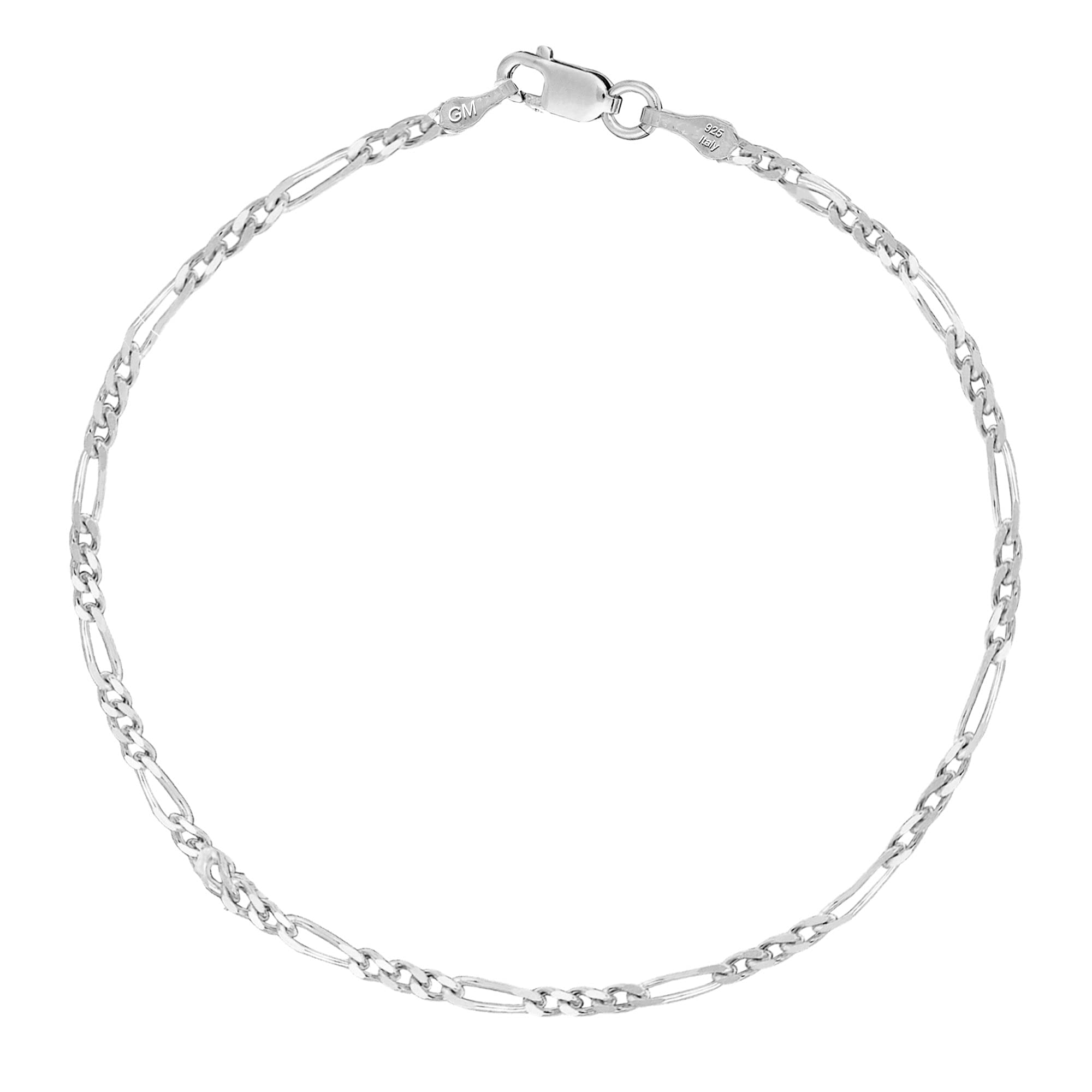 ARGENTO REALE 925 Sterling Silver Anklets For Women, Ankle Bracelets for Women, Basic Chain Link Anklets For Women, Rope Chain, Curb Chain, Figaro Chain