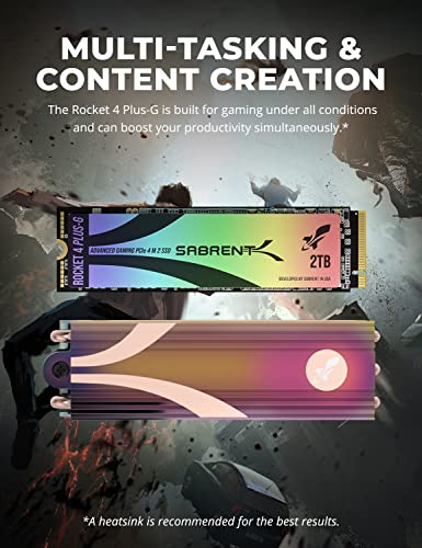 SABRENT Rocket 4 Plus-G 2TB Advanced Gaming M.2 PCIe NVMe SSD, up to 7GBps (SB-RKTG-2TB)