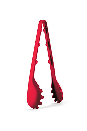 Fox Run 2 in 1 Pasta Measuring Tongs, 12.5", Red