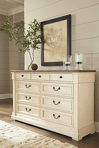 Signature Design by Ashley Bolanburg Farmhouse 9 Drawer Dresser with Dovetail Construction, Antique White, Weathered Gray