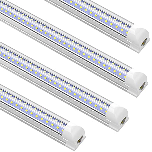 SHOPLED 5FT LED Shop Light, 45W 5850LM 6000K Cool White, V Shape, 5 Foot LED Linkable Ceiling Lights T8 LED Tube Lights Fixture, LED Shop Lights for Garage, Workbench, 4 Pack