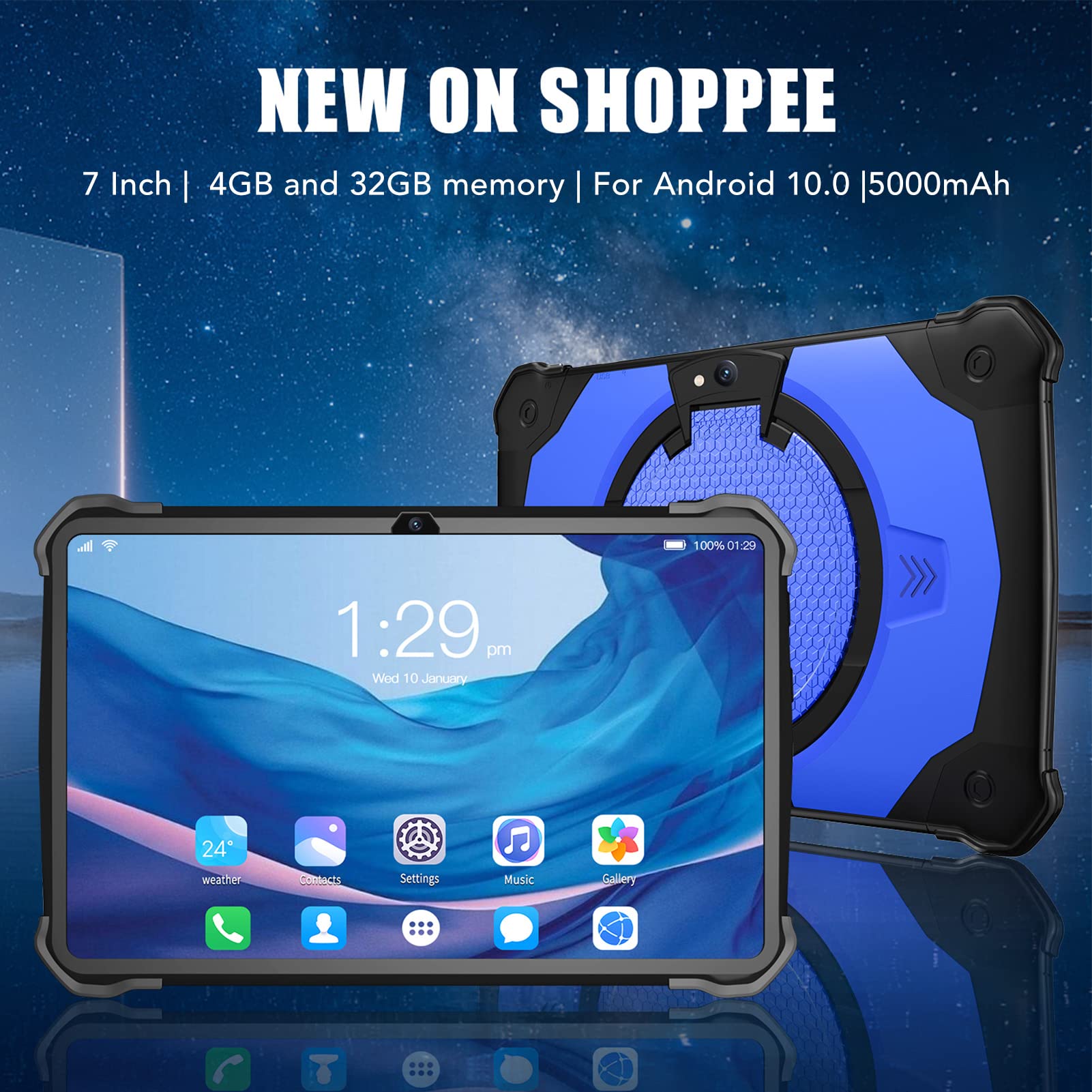 Baby Tablet, US Plug Front 5MP 5000mAh Rechargeable 100 to 240V 7in Tablet for Entertainment for Children (Blue)