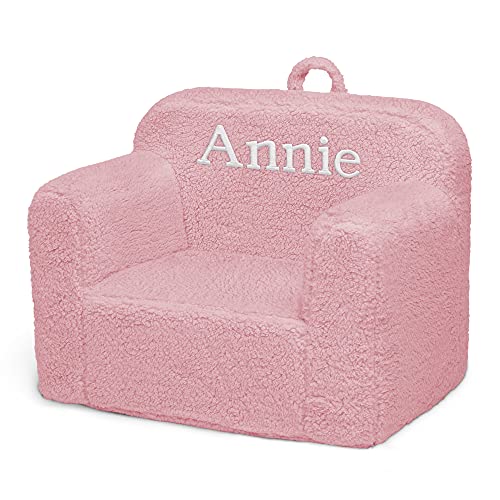Delta Children Cozee Sherpa Chair β Customize with Name β Foam Kids Chair for Ages 18 Months and Up, Pink