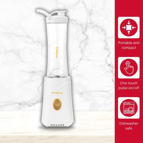 Holstein Housewares Personal Blender - Creamily Smooth Shakes and Smoothies, BPA-Free 20oz To-Go Cups, Golden Elegance Design, 250W