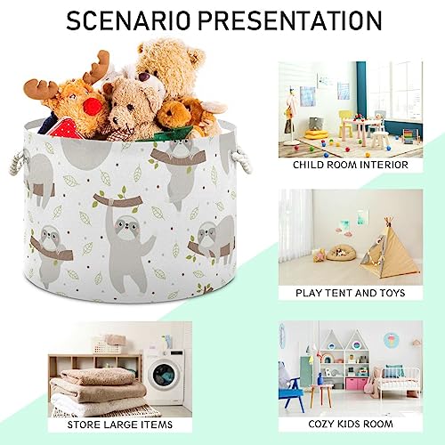 Kigai Sloth Cotton Rope Basket Large Round Baby Laundry Basket Toy Blanket Books Storage Bin for Bedroom Bathroom Nursery Home Decor