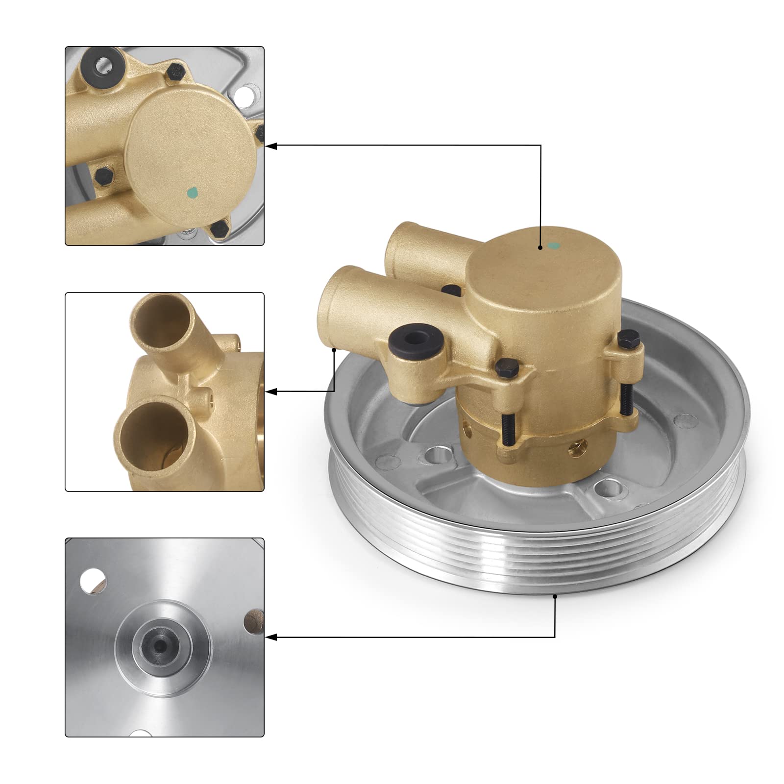 AULINK 21212799 Sea Water Pump OE Replacement For Volvo Penta 4.3 5.7 V8 V6 GXI GL Replace 3812519 Crankshaft Mounted Sea Pump