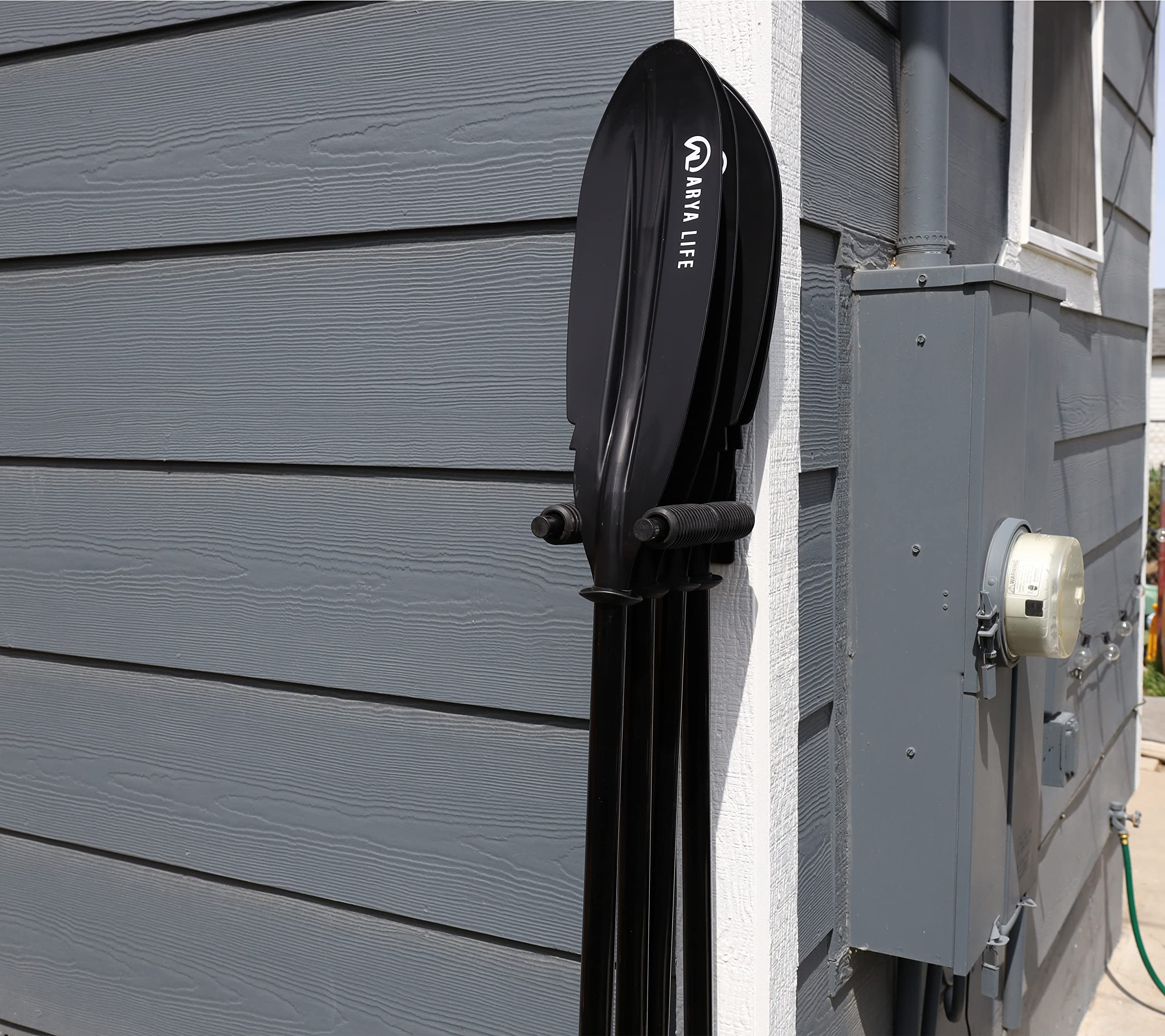 Arya Life Safe and Secure Stainless Paddle Holder, Paddle Storage Rack Wall Mount for Canoe, SUP Paddle Board or Kayak Paddles Oar Hangers for Garage, up to 4-6 Paddle, Black