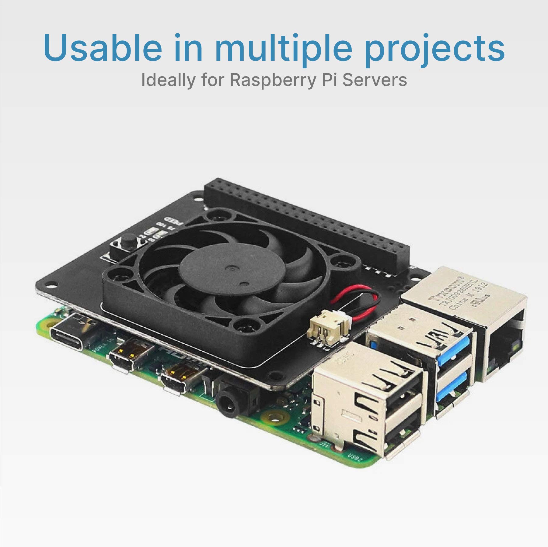 Argon Fan HAT for Raspberry Pi 4 | 40mm Fan with Power Button | PWM and Software Controllable | Easy Setup