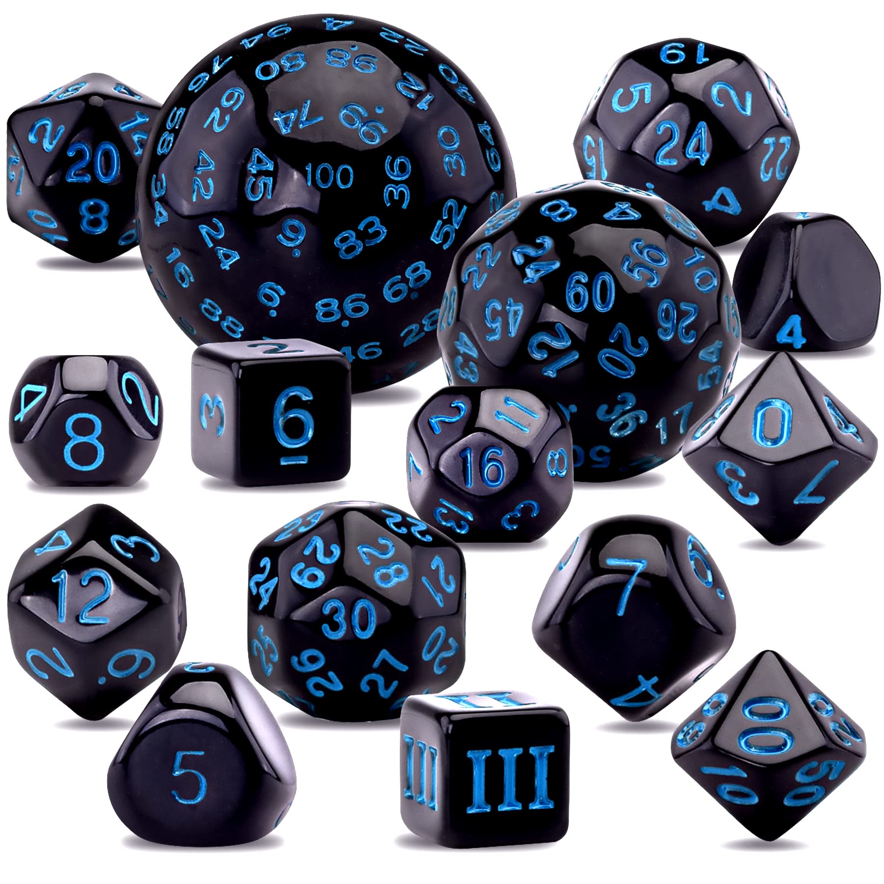 AUSTOR 15 Pieces Complete Polyhedral Dice Set D3-D100 Game Dice Set with a Leather Drawstring Storage Bag for Role Playing Table Games(Red & White)