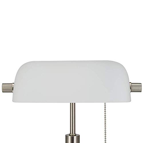Amazon Brand β Ravenna Home Classic Straight Banker's Task Desk Lamp with LED Light Bulb, 16"H, Brushed Nickel