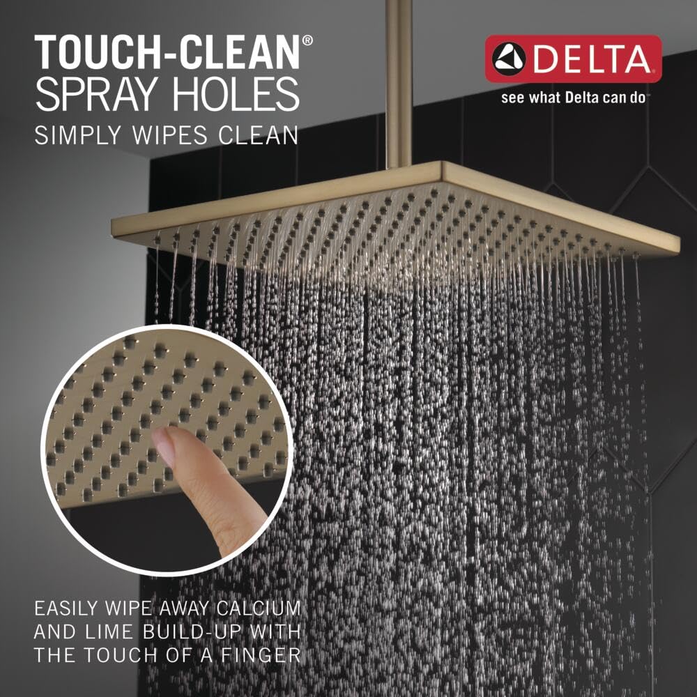 Delta Faucet Single-Spray Raincan Shower Head, Gold Shower Head, Rainfall Shower Head, Square Shower Head, Metal Shower Head, 2.5 GPM Flow Rate, Champagne Bronze 52159-CZ25