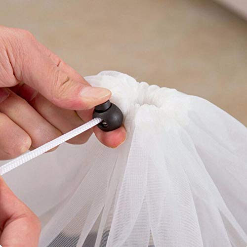 Shuohu 1 Piece Mesh Laundry Bags for Delicates,Anti-Tangle Washing Machine Drawstring Laundry Bag - White S