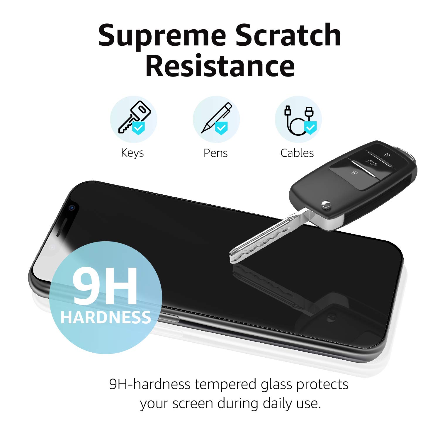 Amazon Basics Full-Coverage Tempered Glass Screen Protector for iPhone XR/11 - 6.1 Inch, (5.63" x 2.68"), 2-pack