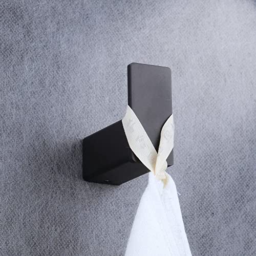 Beelee Black Towel Hooks for Bathroom 4-Pack Wall Hooks Robe Hooks,SUS 304 Stainless Steel Clothes Hooks for Bathroom,Living Room and Kitchen,BA8506B-4P