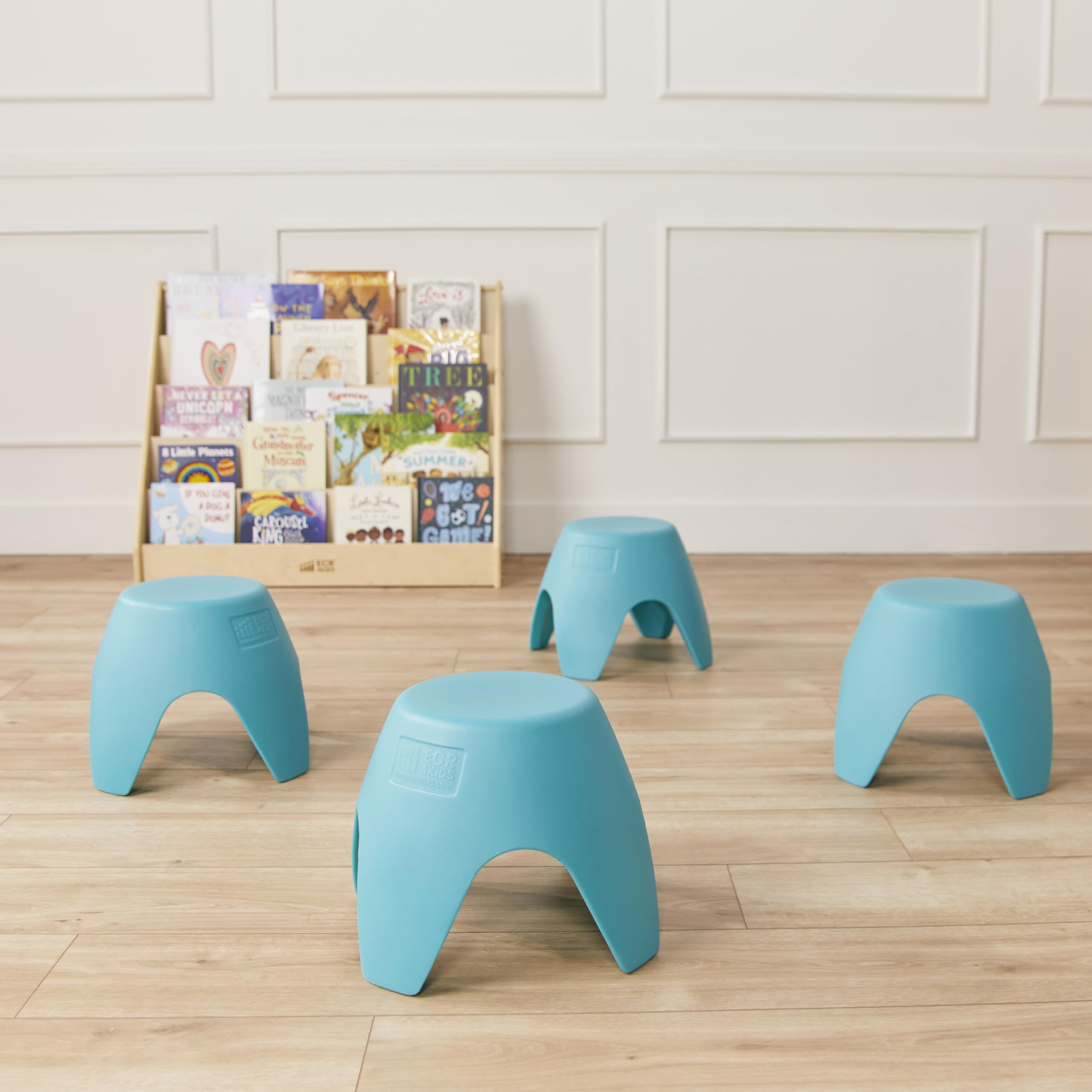 ECR4Kids Ayana Stool Set, Flexible Seating, Turquoise, 4-Pack