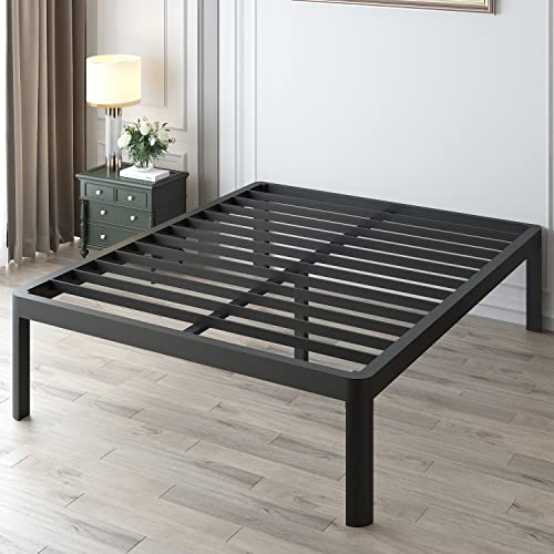 Yitong Angel 18 Inch Queen Bed Frame with Round Corner Edge Legs, 3500 lbs Heavy Duty Metal Platform Bed Frame Queen Size, Steel Slats Support/No Box Spring Needed/Noise Free/Non-Slip