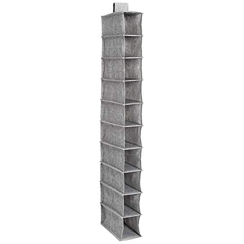 Amazon Basics Hanging Closet Shelf, 10 Tier, Heather Grey, 2.5"D x 6"W x 12"H