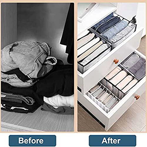 LALEO Wardrobe Clothes Organizer, 7 Grids Visible Foldable Closet Organizers, Compartment Storage Box for Jeans, Leggings, T-Shirt, Skirt
