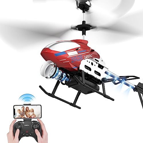DEERC Remote Control Helicopter W/ 1080P HD Camera, RC Helicopters W/FPV Live Video, LED Lights, Altitude Hold, Gyroscope, 2.4GHz Toy for Boys Girls