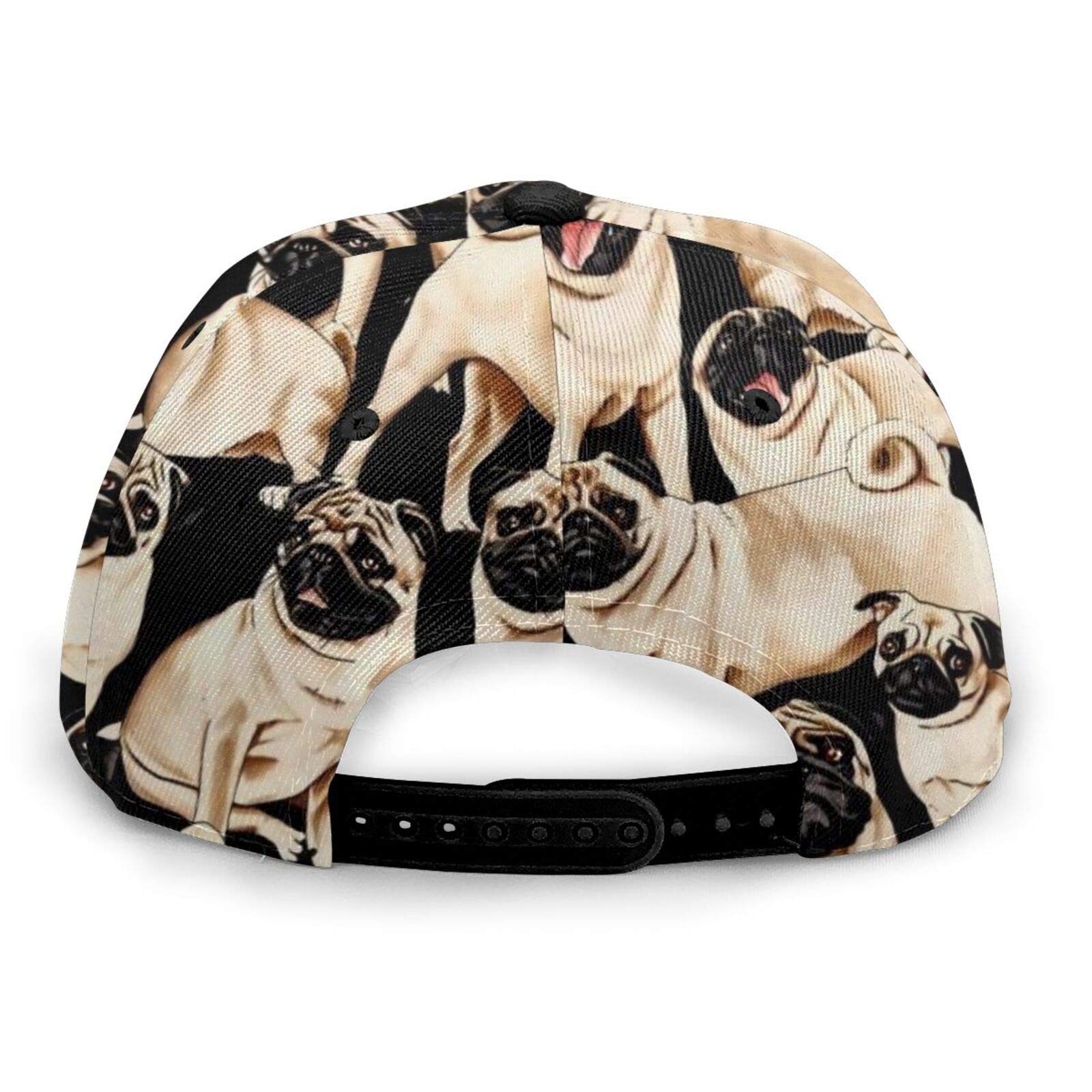 antkondnm Pugs Snapback Hat Unisex Trucker Hat Hip Hop Plaid Flat Bill Brim Adjustable Baseball Cap