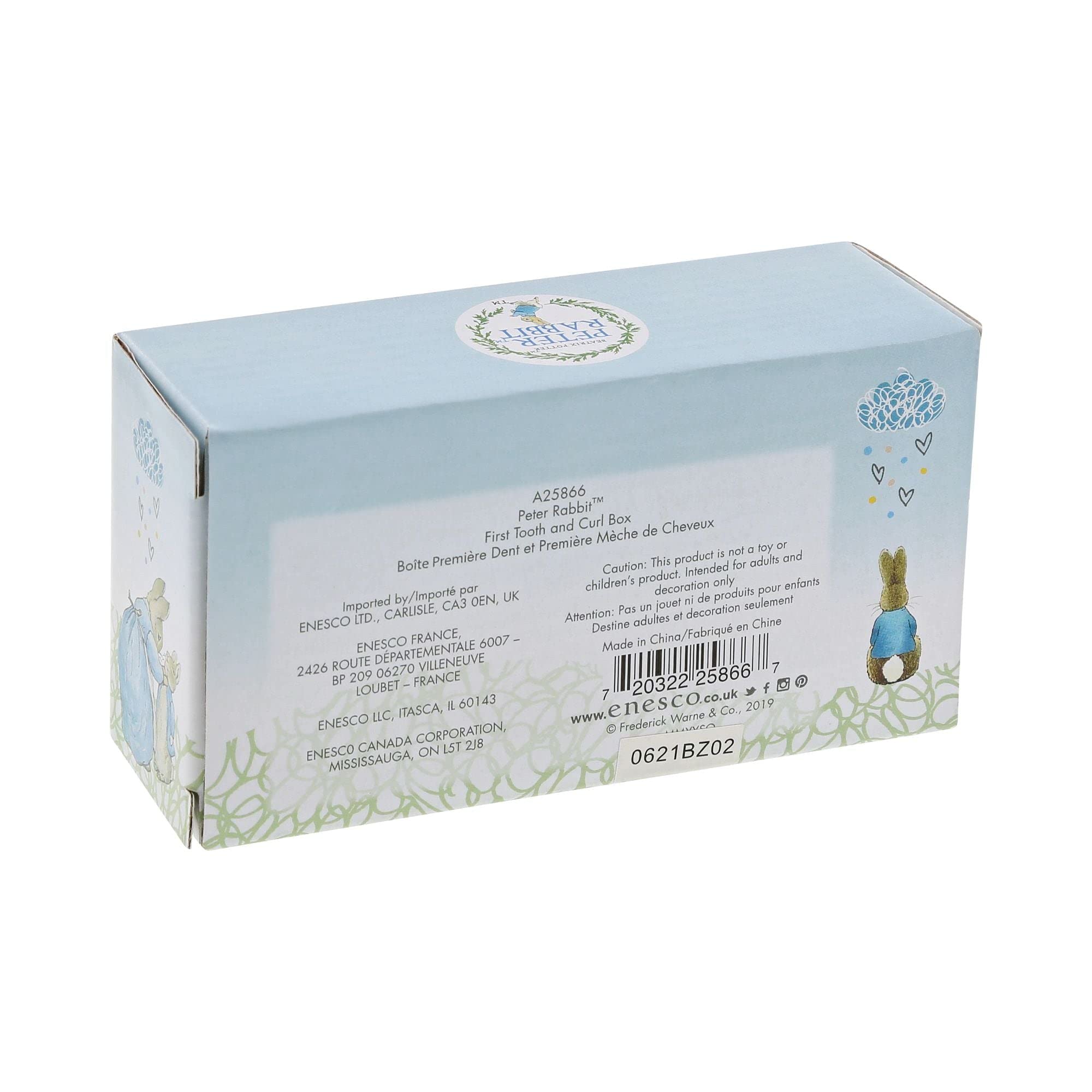 Enesco Beatrix Potter Peter Rabbit Tooth and Curl Boxes Baby Nursery Keepsake Set, 1.26 Inch, White (A25866)