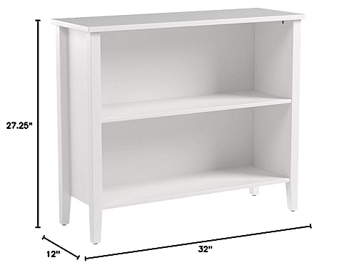 Kings Brand Furniture - 2-Shelf Wooden Bookcase Bookshelf Display Storage and Organizer, White
