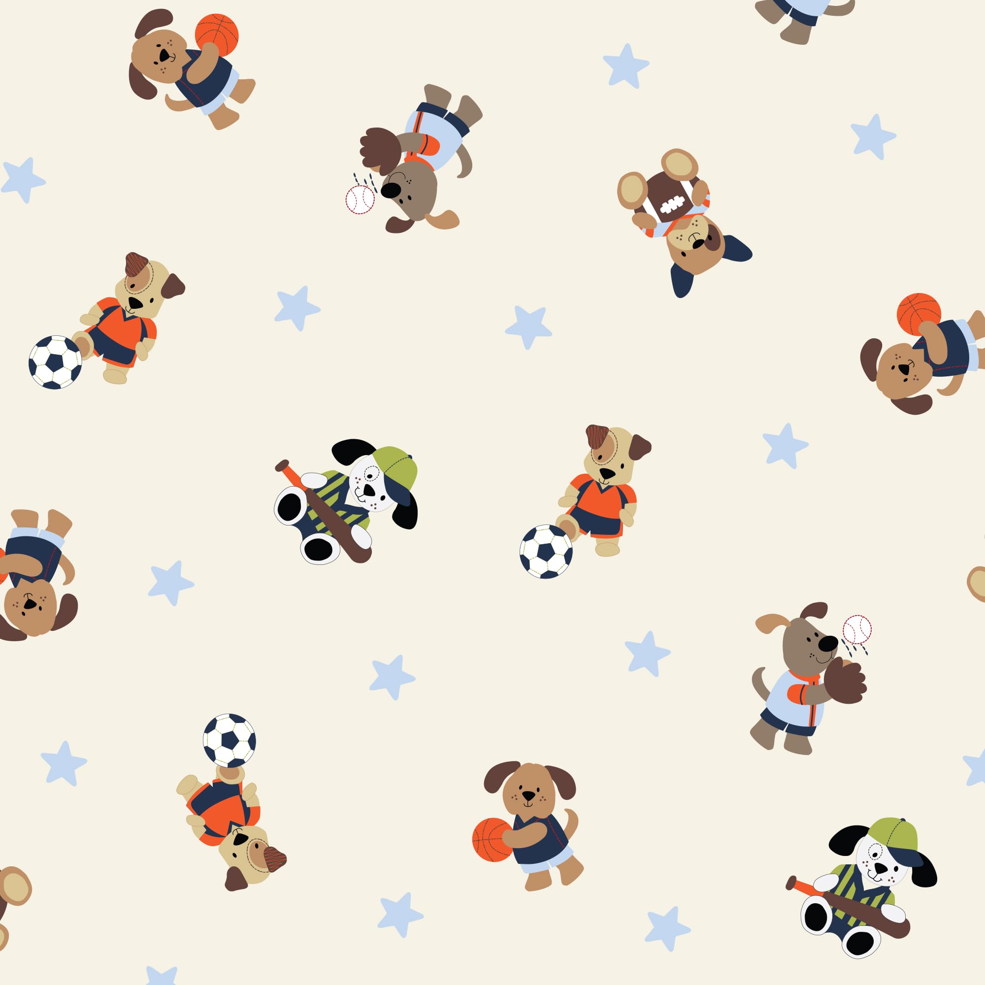Lambs & Ivy Bow Wow Buddies Dog/Sports 100% Cotton Fitted Crib Sheet