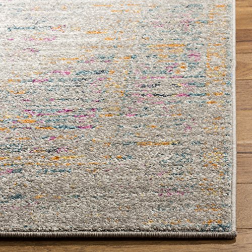 SAFAVIEH Madison Collection Accent Rug - 3' x 5', Light Grey & Fuchsia, Boho Chic Distressed Design, Non-Shedding & Easy Care, Ideal for High Traffic Areas in Entryway, Living Room, Bedroom (MAD122G)