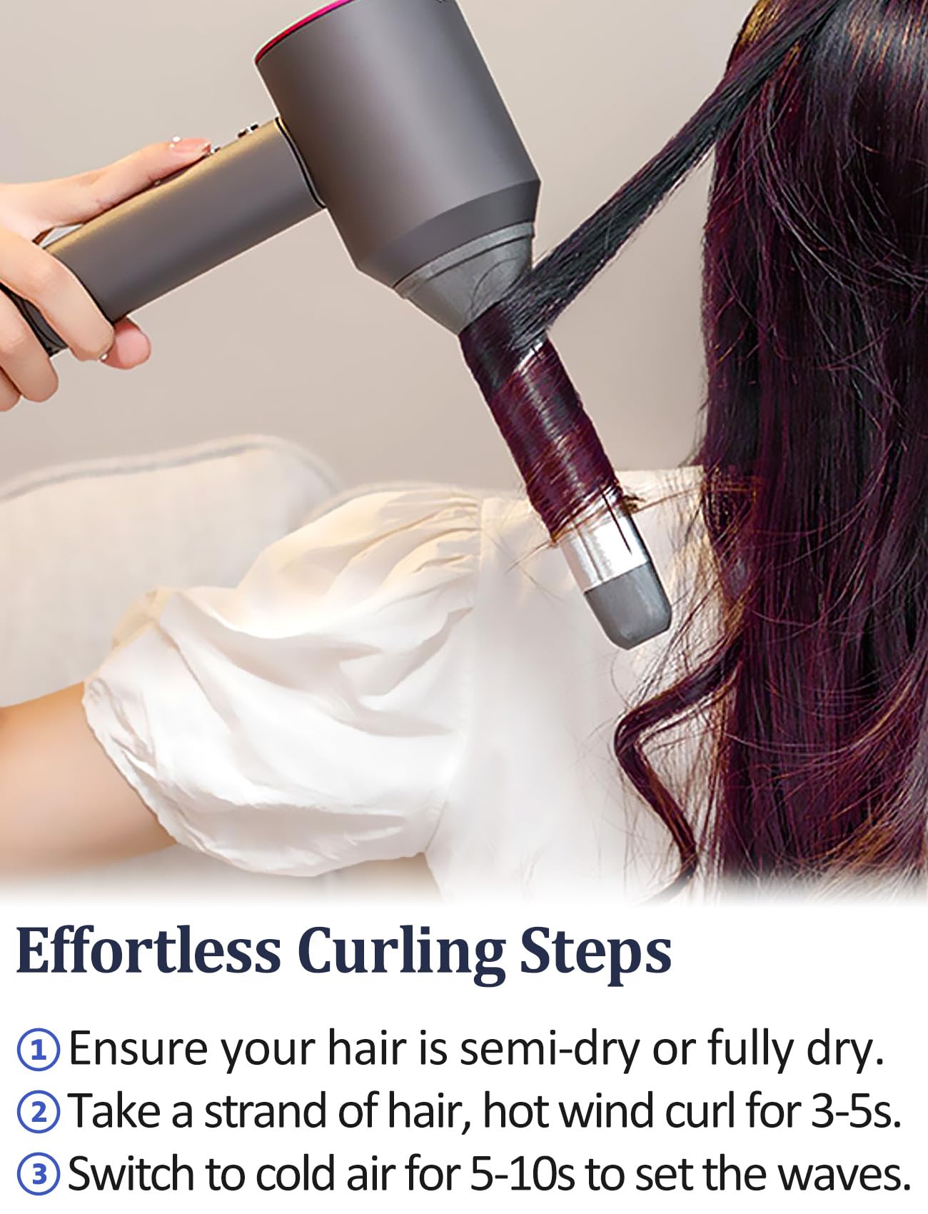 Automatic Curling Wands Attachments with 2 Curlers for Dyson Supersonic Hair Dryer Airwrap, Long Hair Waver Styling Iron Tool Blow Dryer Accessories for Women