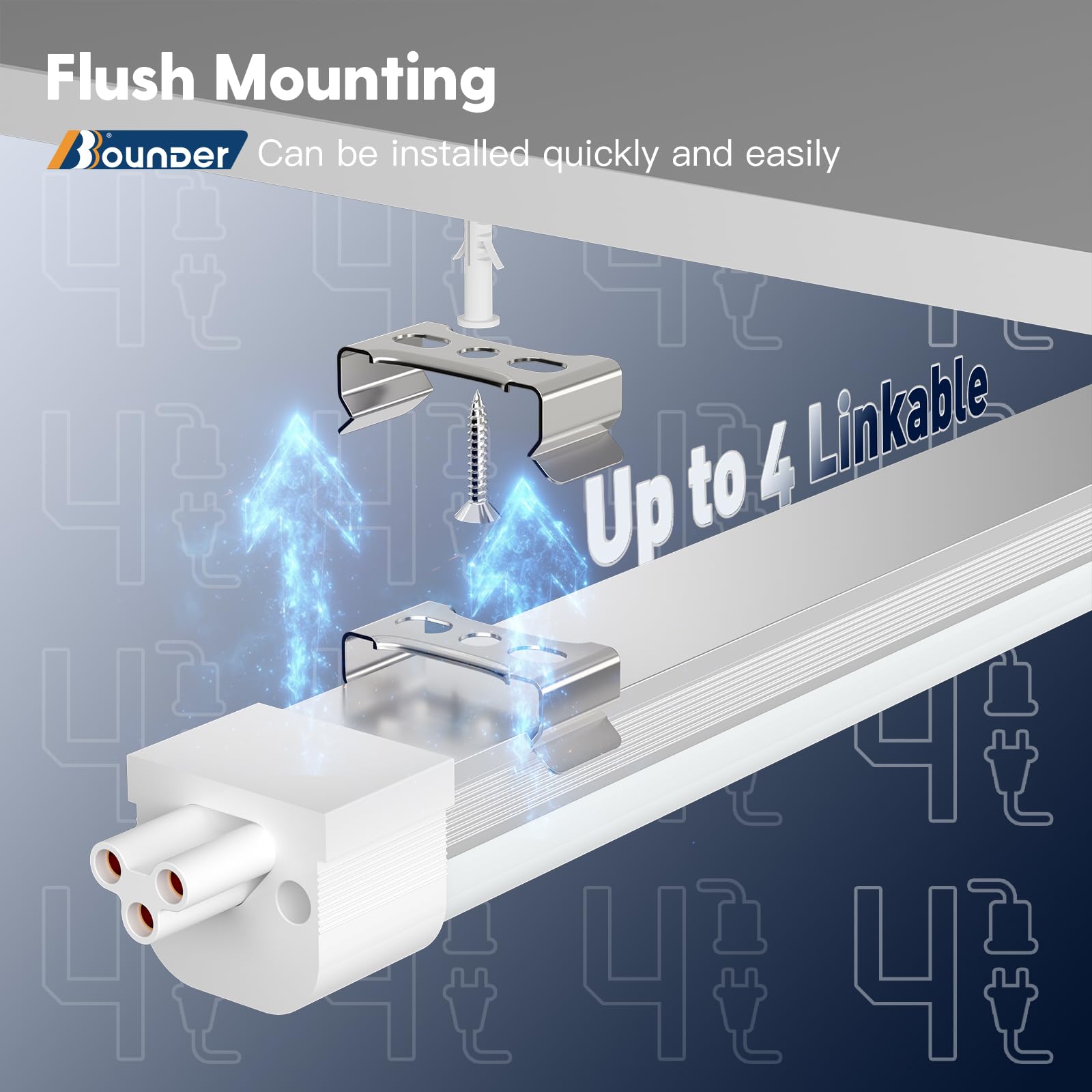 BBOUNDER 12 Pack 4FT LED Shop Lights, 5000LM Super Bright T8 Led Tube Light, 6500K Cool Daylight, 40W Equivalent 250W, Linkable Shop Light Fixture with Frosted Cover for Garage, Workshop, Warehouse