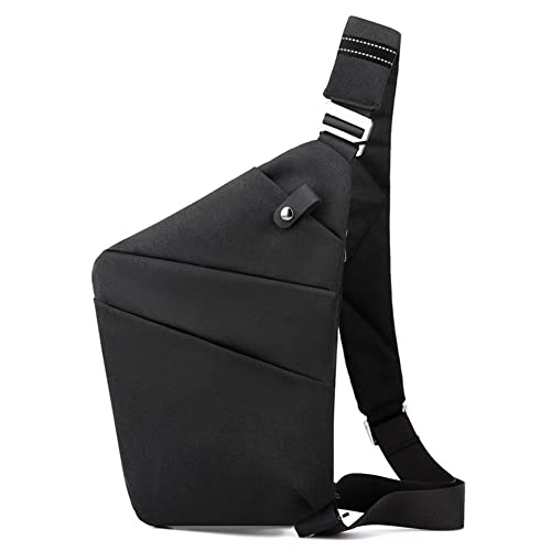 chinatera Personal Pocket Bag for Men Sling Crossbody Bags, Casual Anti-Thief Slim Shoulder Backpack for Outdoor Sports (Black, Right Shoulder)