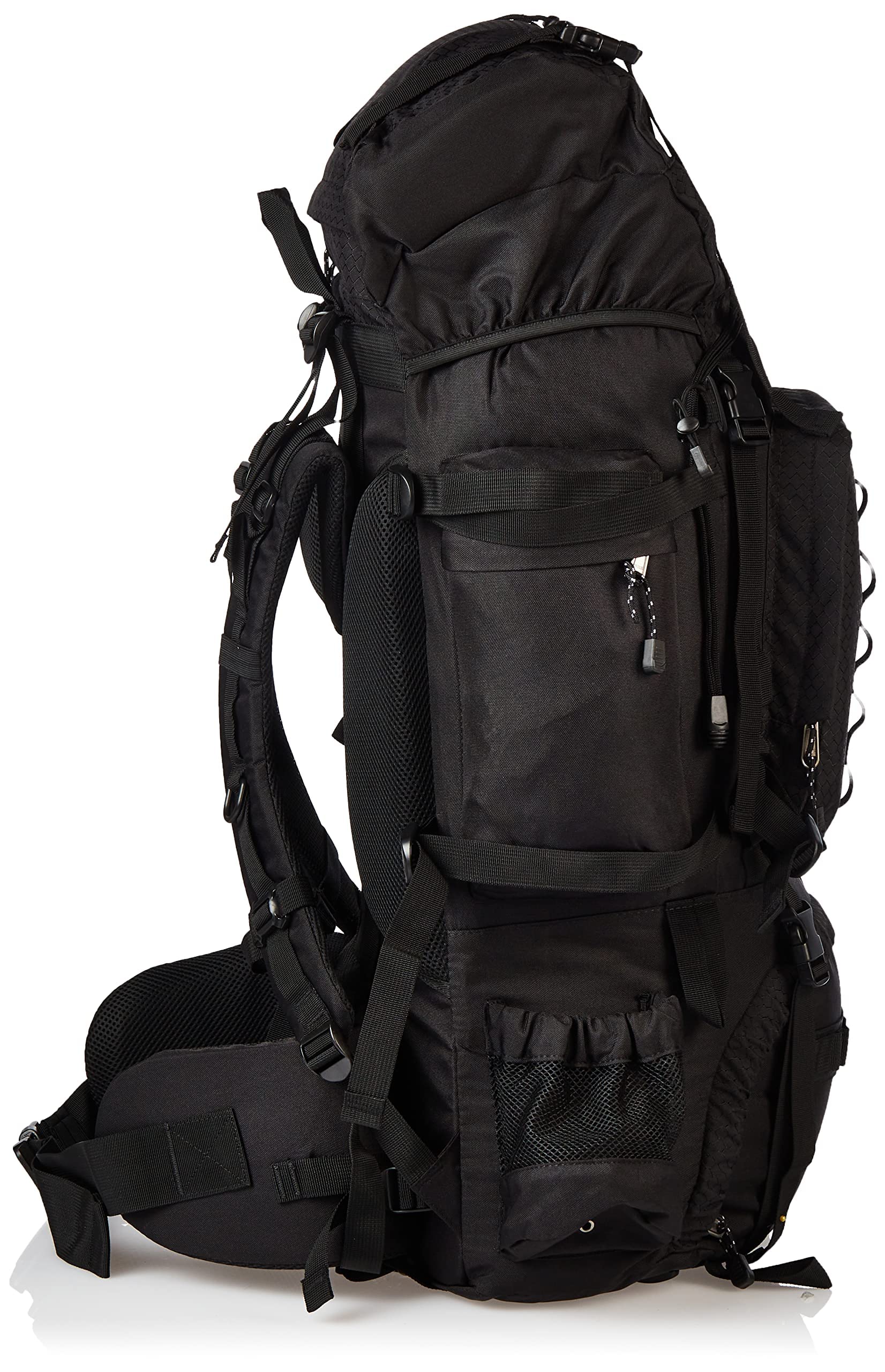 Amazon Basics Internal Frame Hiking Camping Rucksack Backpack with Rainfly - 15.5 x 7 x 32 Inches, 65 Liters, Green