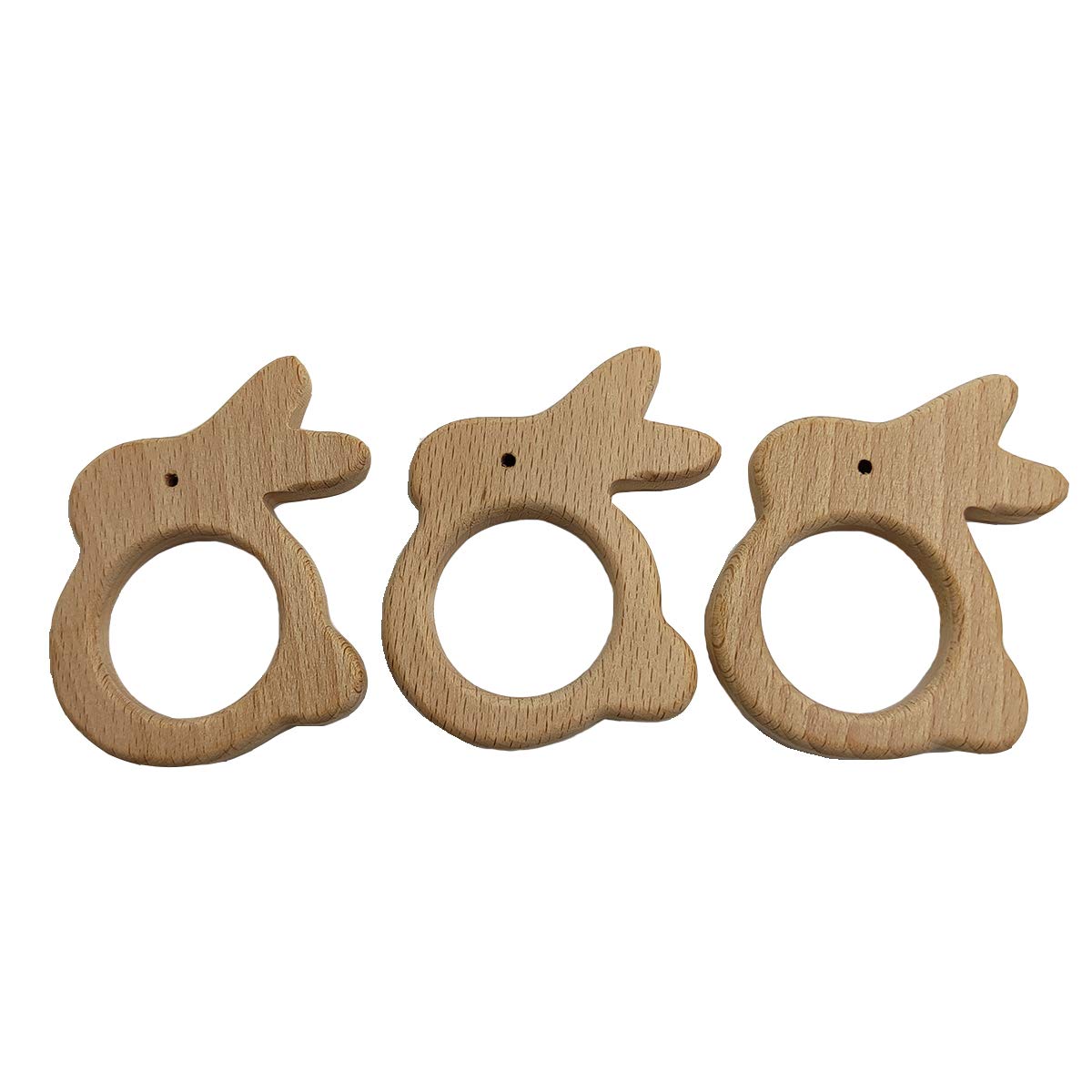 Alenybeby 10pcs Lovely Cartoon Wood Rabbit Pendant Pure Natural Animal Shape Beech Wooden Handmade Cut Pattern DIY Beading Necklace Pendant (rabbit 10pcs)