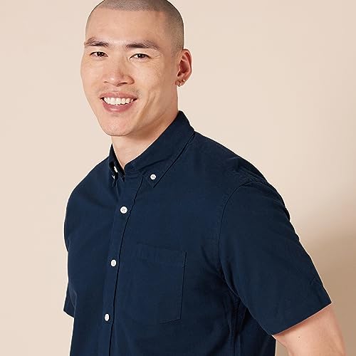 Amazon Essentials Men's Regular-Fit Short-Sleeve Pocket Oxford Shirt, Navy, X-Large