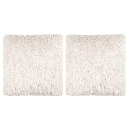 Safavieh Collection Shag Modish Metallic Snow 20" Throw Pillow, 22"x22"