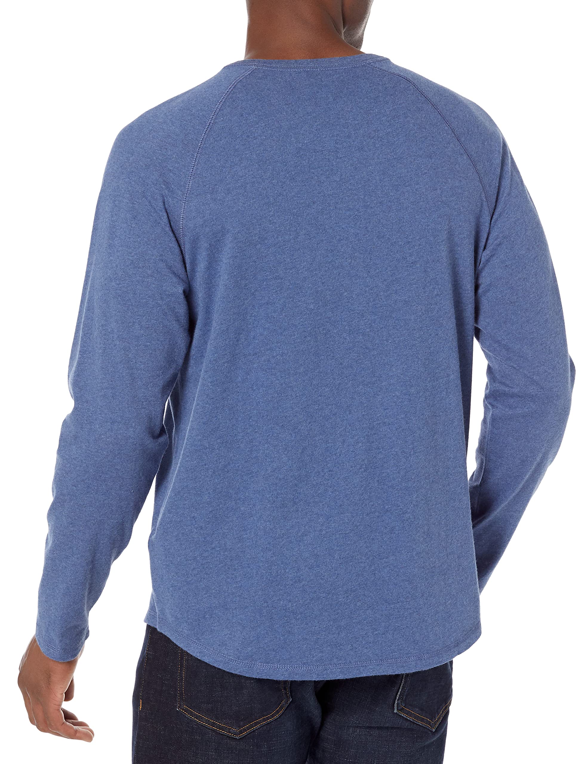 Amazon Essentials Men's Regular-Fit Long-Sleeve Henley Shirt (Available in Big & Tall), Blue Heather, Large