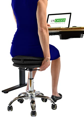 WOBBLE STOOL AIR rolling ergonomic balance ball office chair alternative exercise active stool wheels modern sit stand-up standing desk accessories adjustable height black