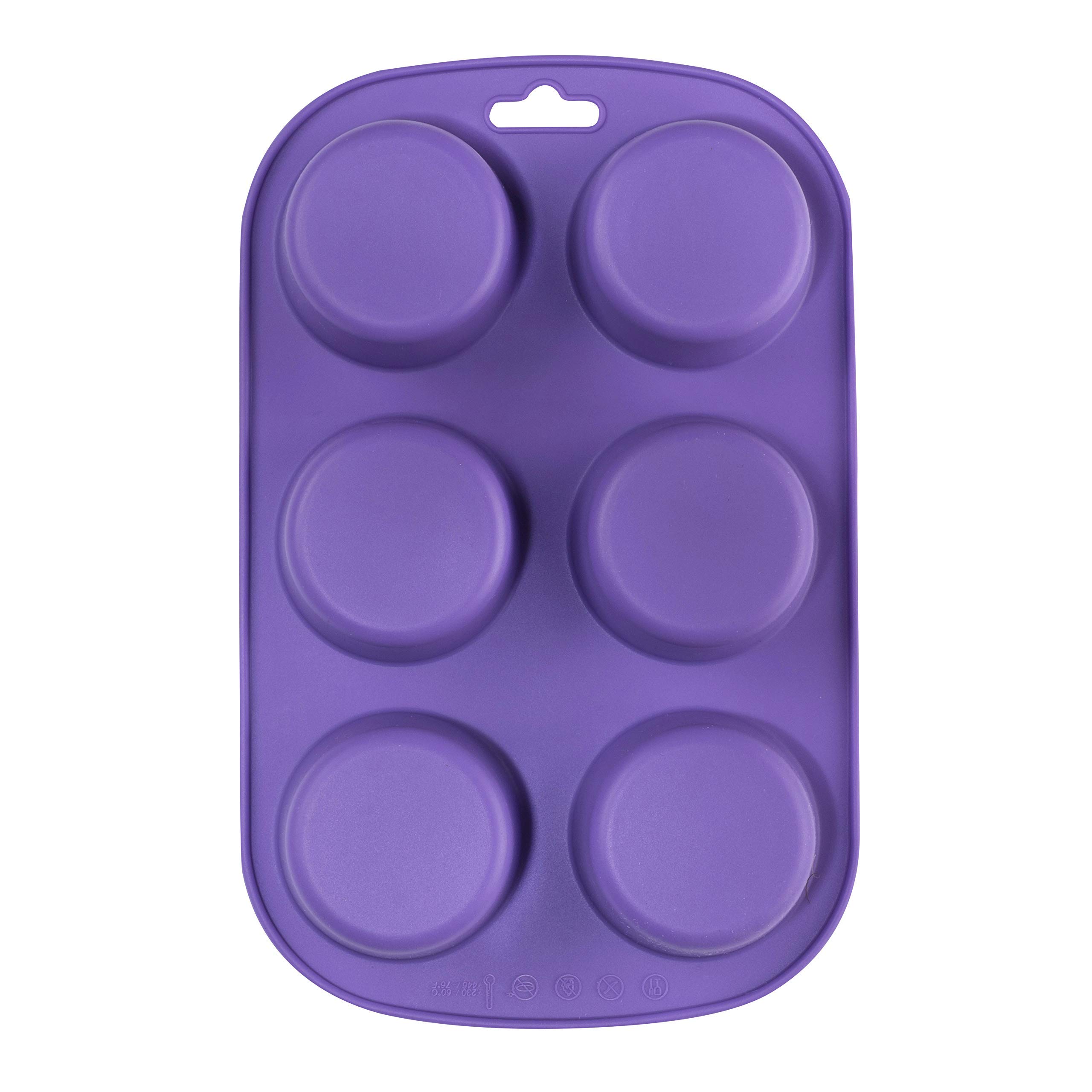 Bakerpan Silicone Muffin Pan, Non Stick Cupcake Tray, Muffin Baking Cups, Silicone Muffin Tray, 6 Cup Cupcake Pan, Purple - Set of 2