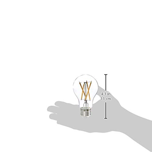Amazon Basics 60W Equivalent, Clear, Soft White, Dimmable, CEC Compliant, A19 LED Light Bulb | 6-Pack