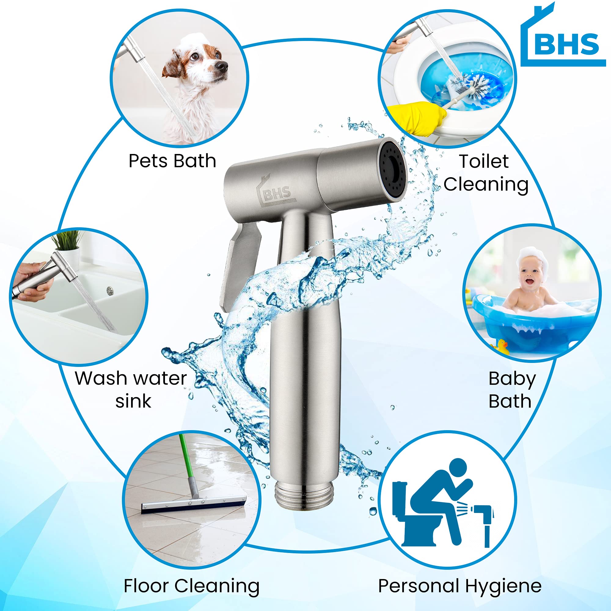 BHS I Bidet Sprayer for Toilet by Premium Stainless-Steel, Badette Toilet Attachment for Baby Wash, Luxury Handheld Bidet Easy to Install I Muslim shower Give Refreshment