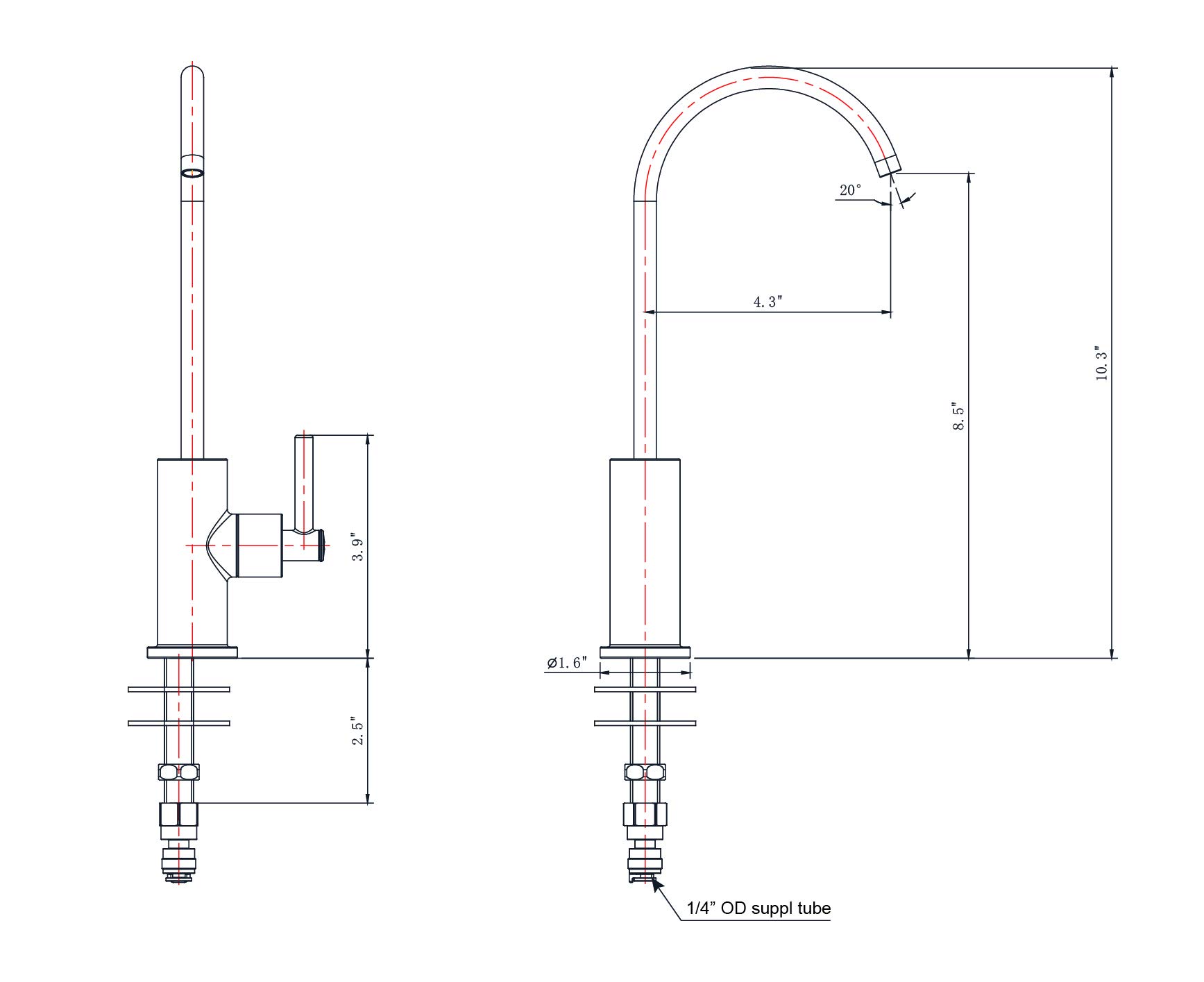 Derengge Single Handle Drinking Water Filter Faucet, Kitchen Faucet Stainless Steel,Drinking Water Faucet,DFF-3168-SS