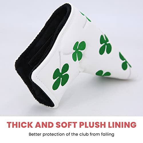Astibym Golf Putter Headcover, Golf Putter Cover Soft Plush Lining Thick Plush Lining Embroidery Craftsmanship for Indoor(White)